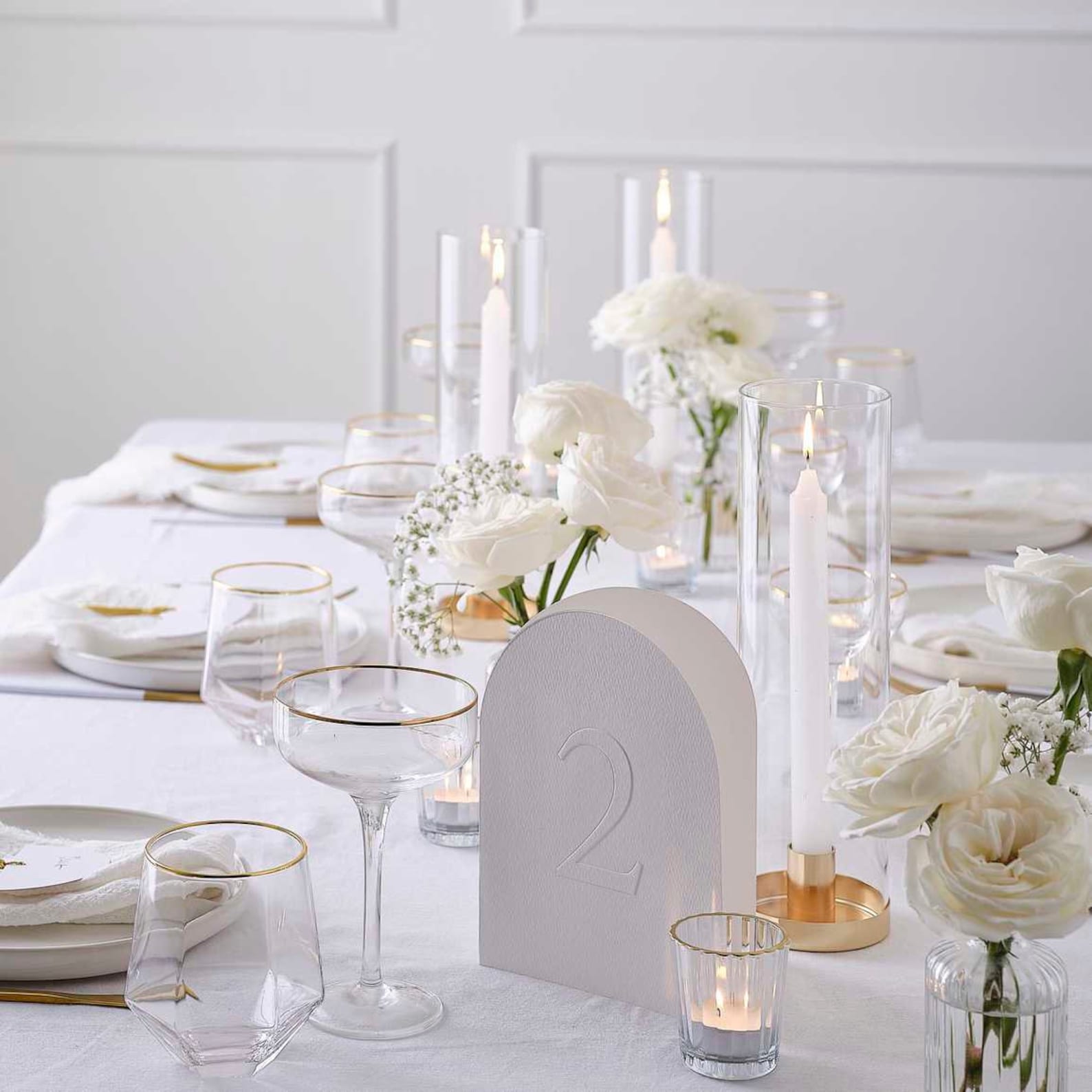 White Embossed Card Table Numbers - White Wedding Tables Numbers 1-12 ...