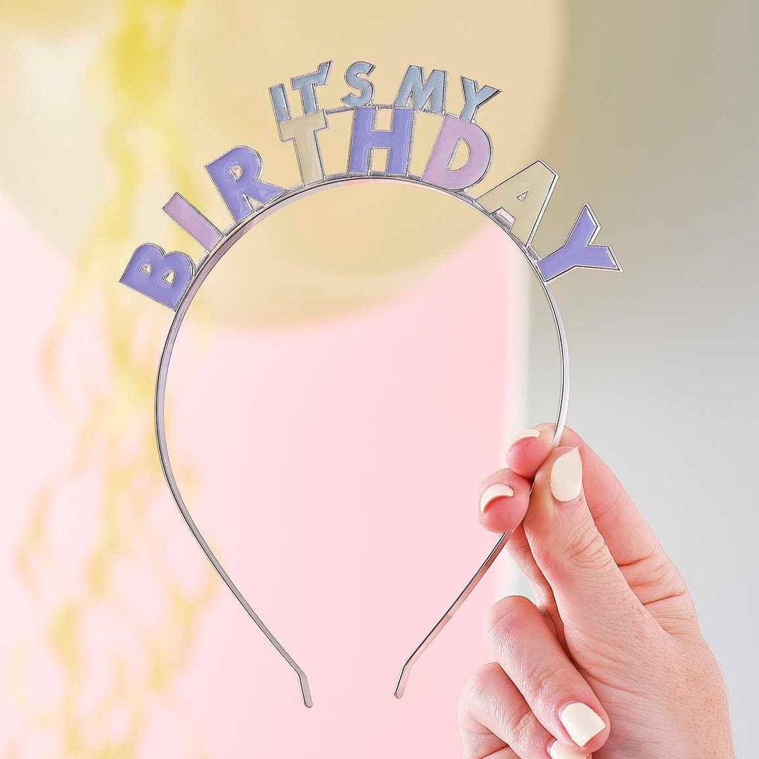It's My Birthday Headband - Pastel Metal Happy Birthday Accessory ...