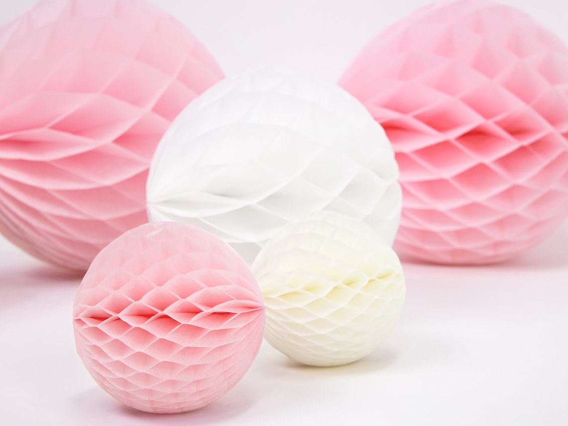 Small Pink Honeycomb - Pastel Pink Paper 10cm Honeycomb Decoration ...