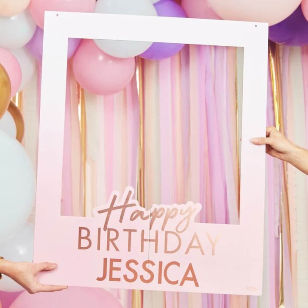 Personalised Rose Gold Pink Birthday Photo Frame - DIY Selfie Frame ...