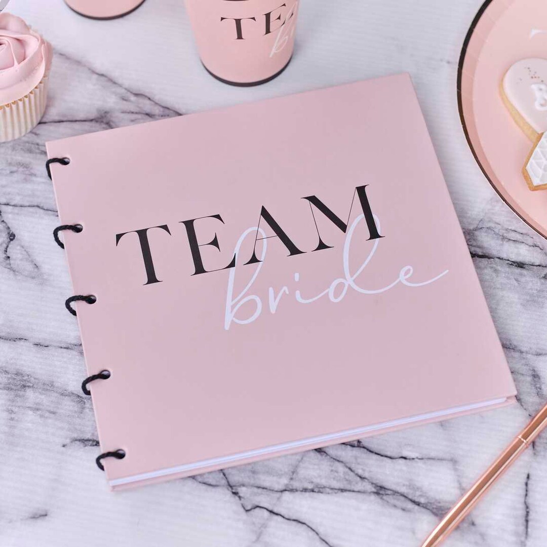 Team Bride Guest Book - Pink & Black Hen Party Guest Book - Messages ...