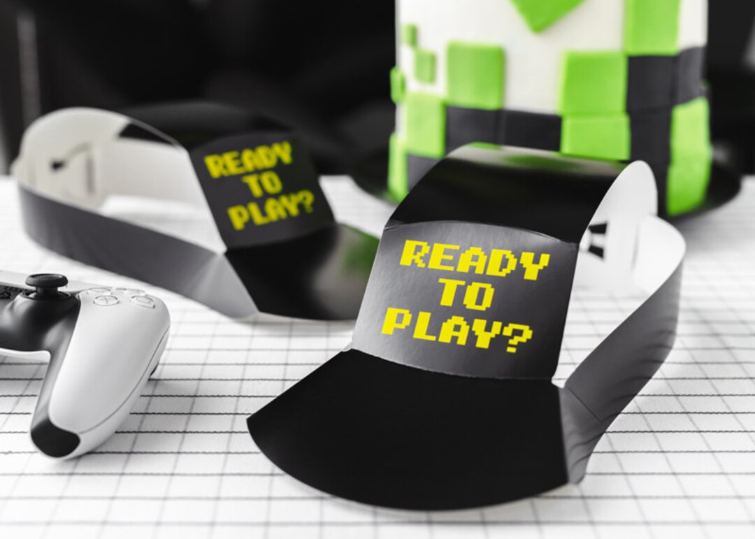 Gaming Party Hats - Ready to Play Hats - Video Game Party Decoration ...