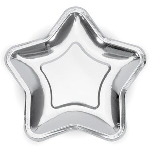 Large Silver Star Paper Party Plates - Pack of 6 - Etsy
