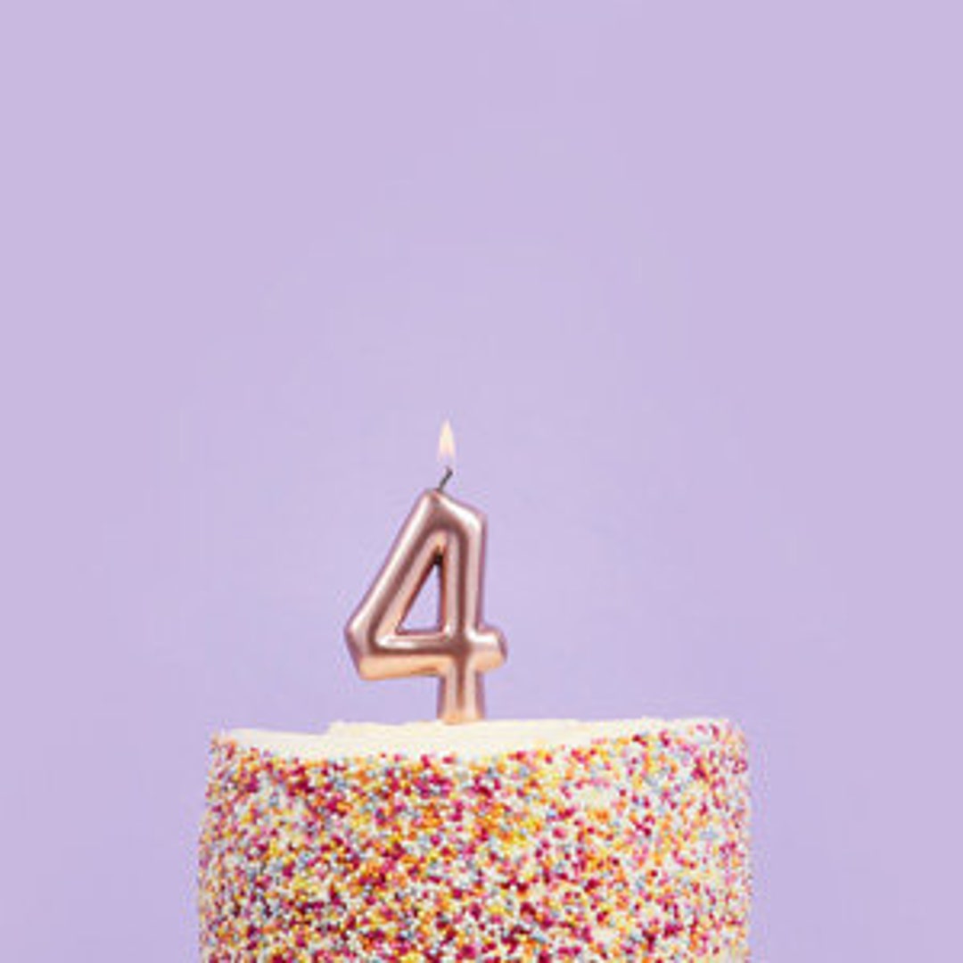 Rose Gold Number 4 Candle - Four Birthday Cake Candle - Age Candles ...