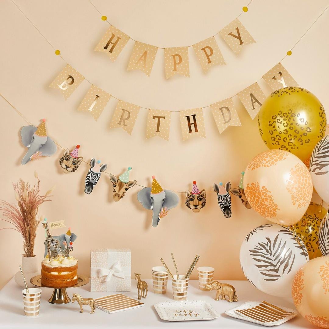Safari Animal Party Decorations - Giraffe, Elephant, Leopard, Zebra ...