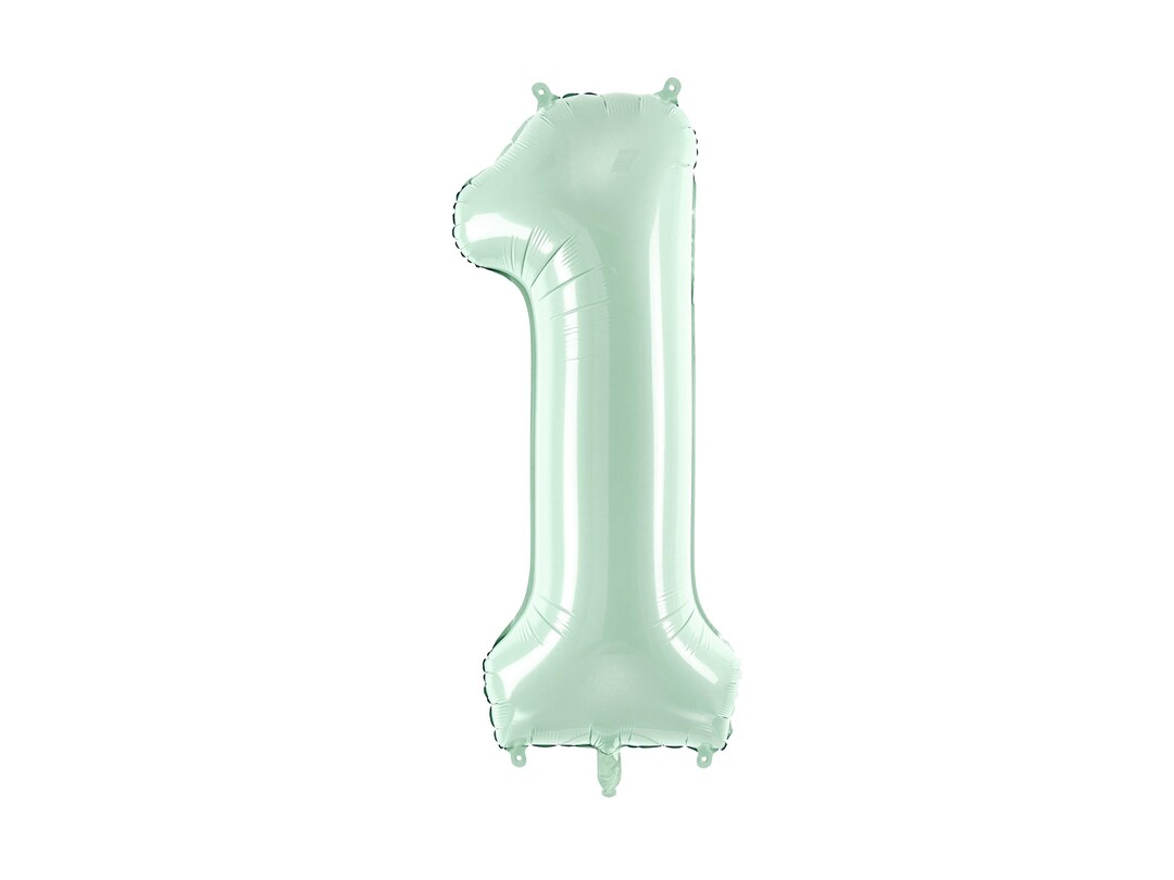 Pastel Green Number 1 Balloon - Large Light Mint Green Foil 1 Balloon ...