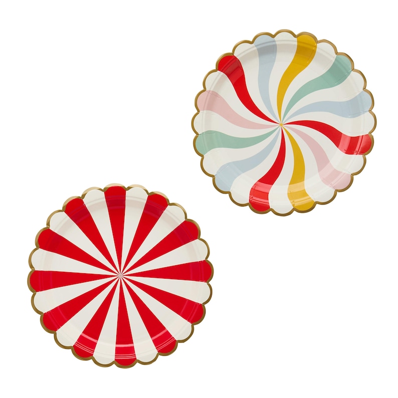 Assiettes de cirque - Assiettes en carton pour fête de cirque - Rayures ...