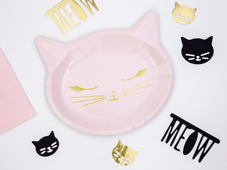 Cat Paper Plates - Pink Kitten Birthday Party Plates - Kitten Party ...