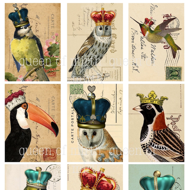 Birds With Crowns - Etsy