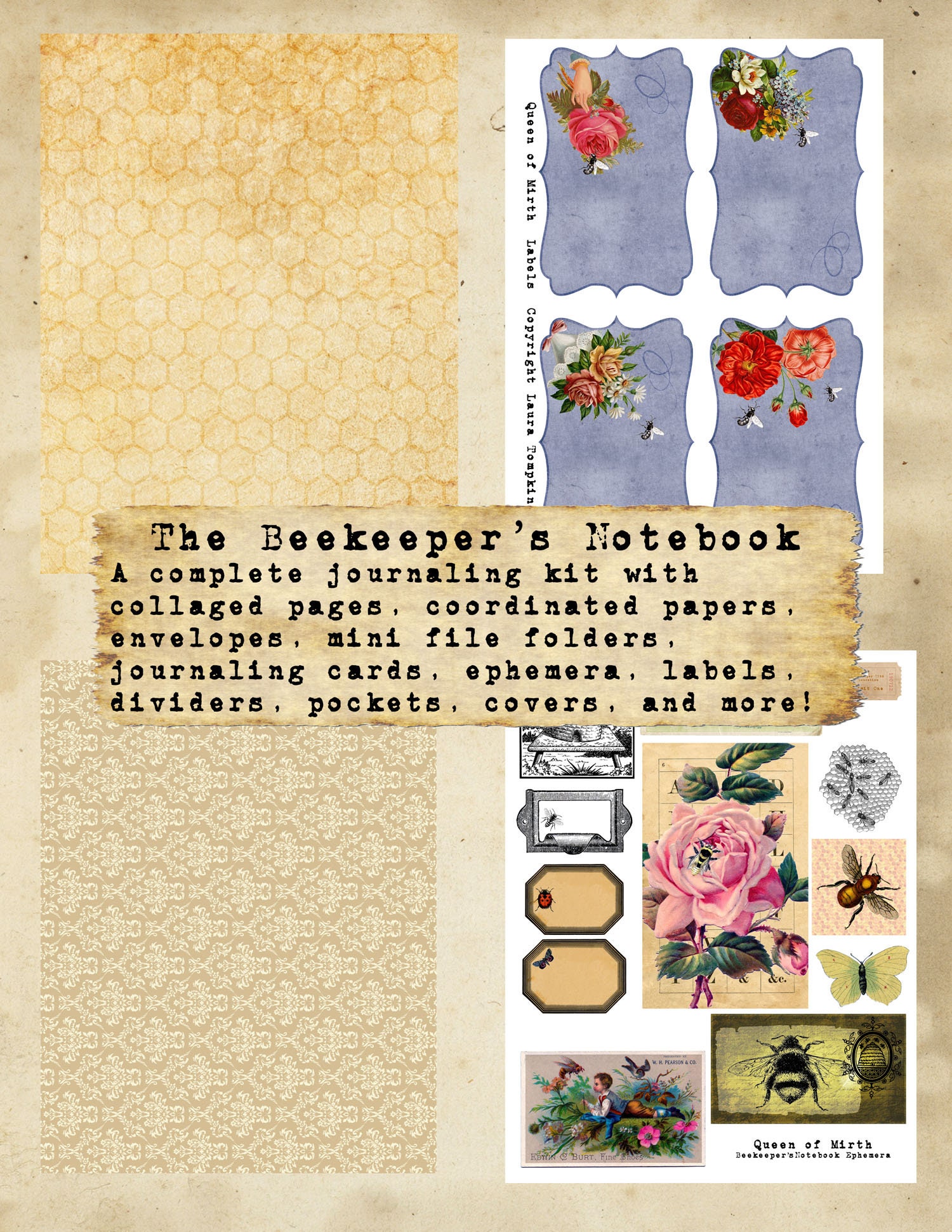The Beekeeper's Notebook Bees Journal Kit Scrapbook Kit - Etsy