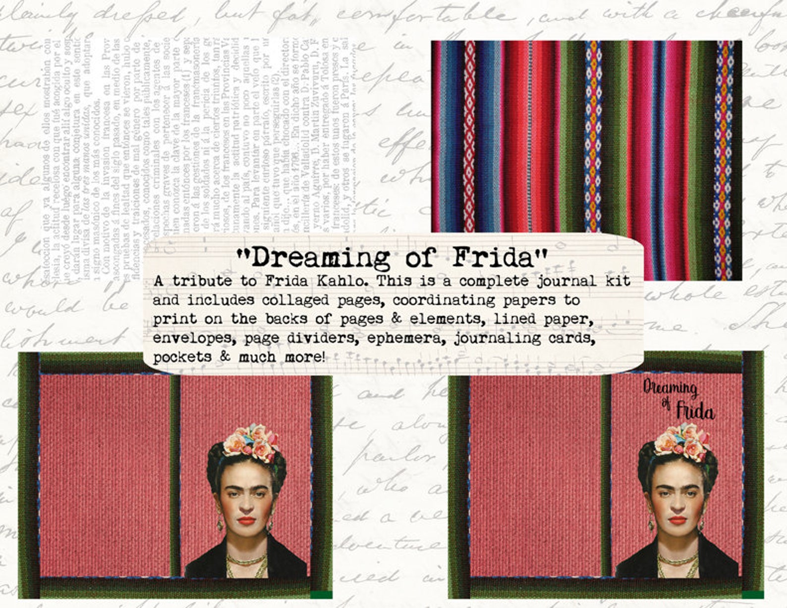 DREAMING of FRIDA Digital Printable Junk Journal Kit Frida - Etsy