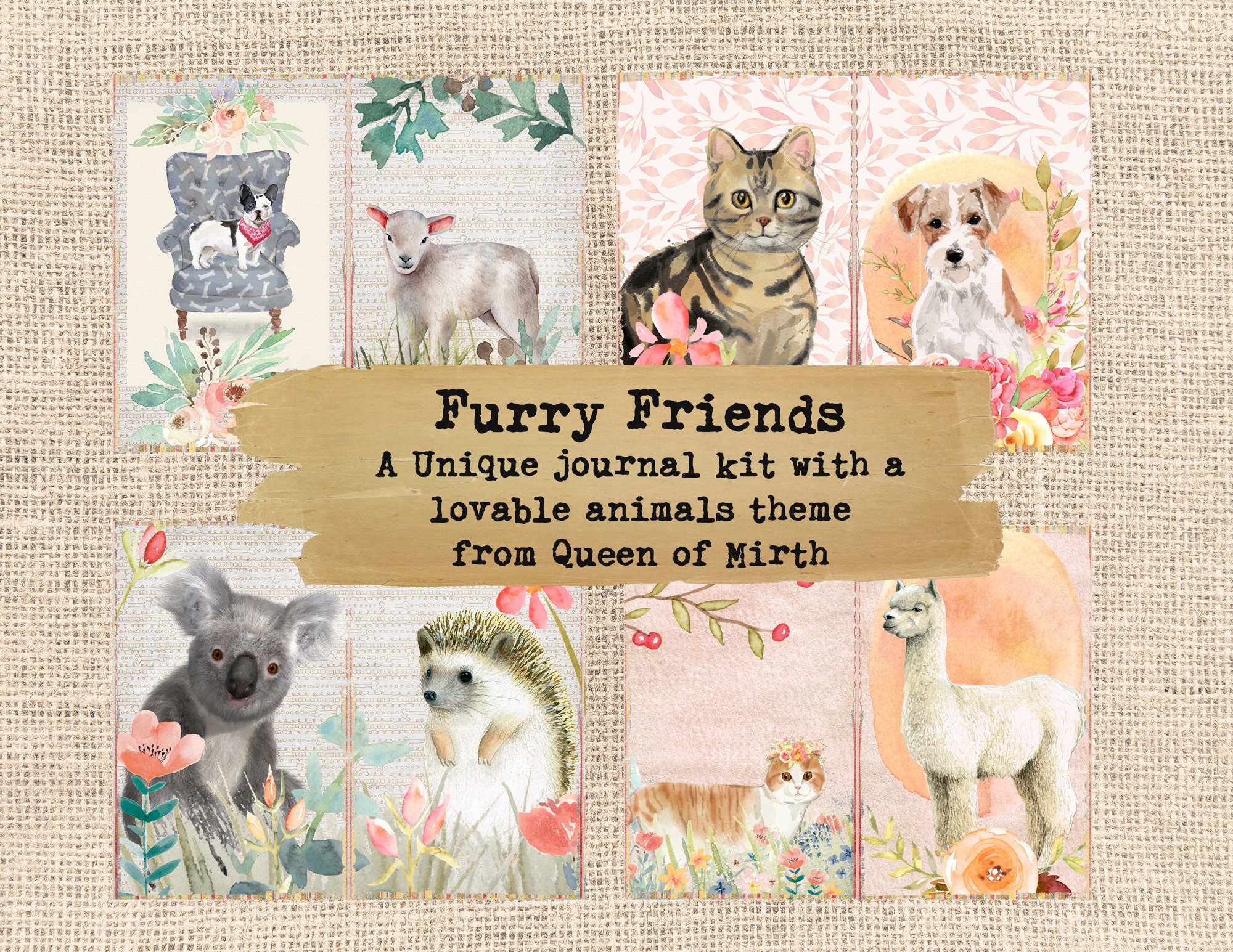FURRY FRIENDS journal kit printable hedgehog rabbits lambs | Etsy