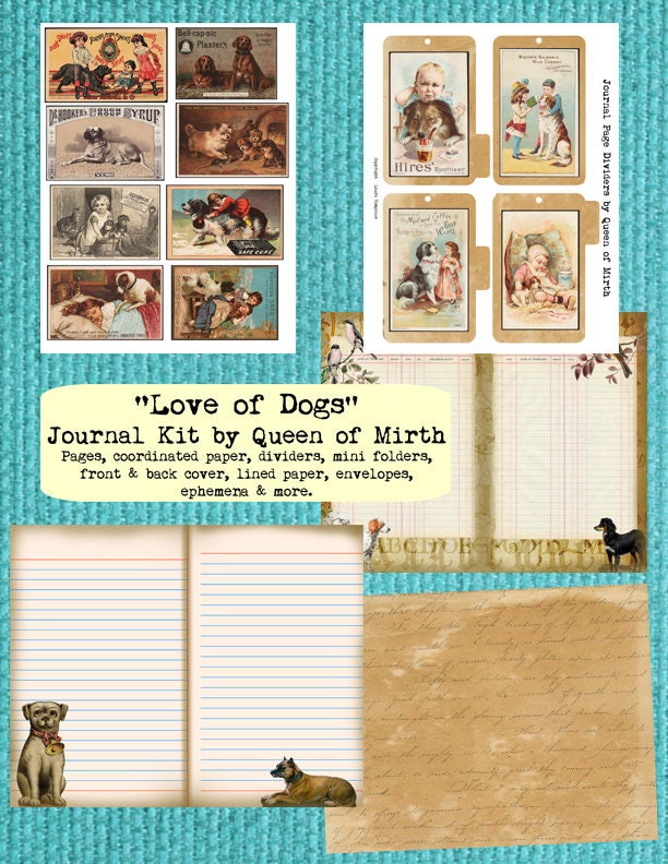 Love of Dogs Journal Kit Puppy Dog Digikit Digital Set | Etsy