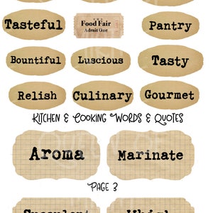 Kitchen & Cooking Words, Food Sayings, Journal Prompts, Instant ...