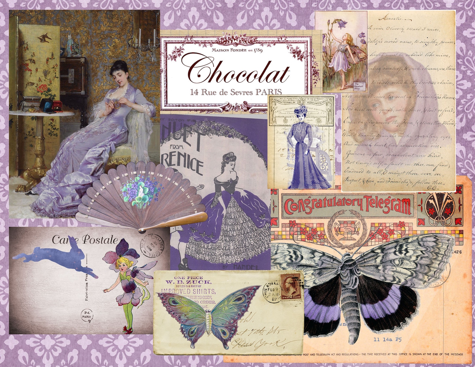 Purple Ephemera Bundle Paper Pack Vintage Lavender Violet - Etsy