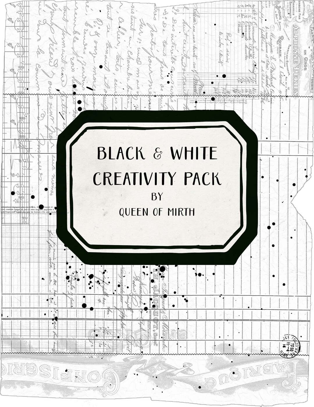 Black & White Creativity Pack Bundle Paper Pack Vintage Collage Junk ...