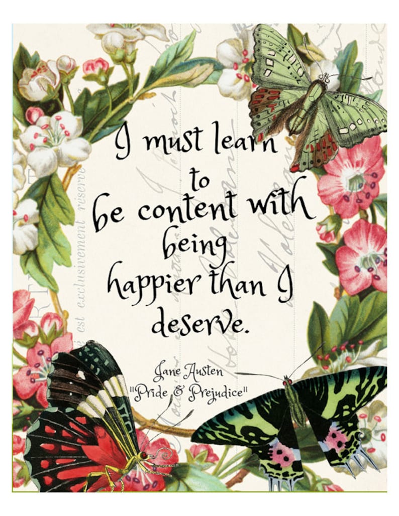 Jane Austen Romantic Quote Original Floral Art Instant Digital Download ...