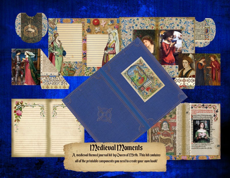 MEDIEVAL MOMENTS Digital Junk Journal Kit Script Manuscript Text ...