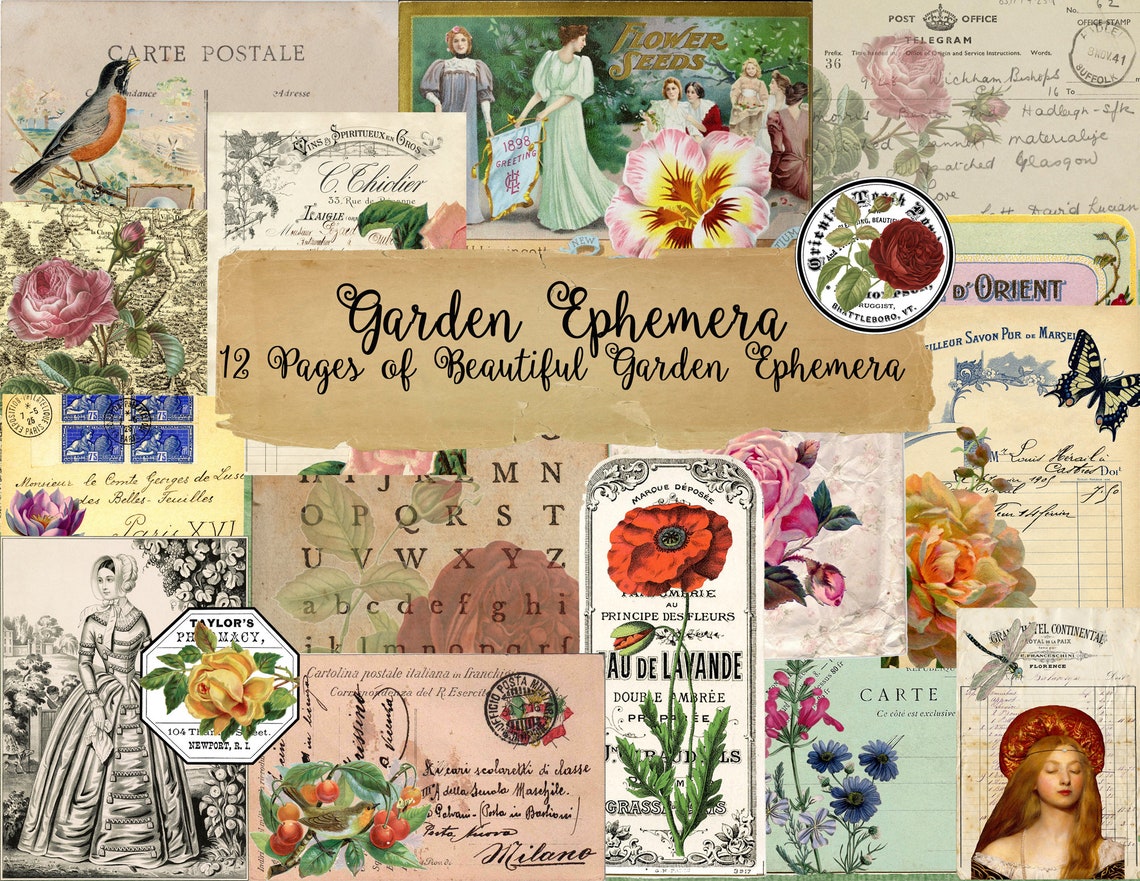 Garden Ephemera Bundle Paper Pack Vintage Floral Flowers - Etsy