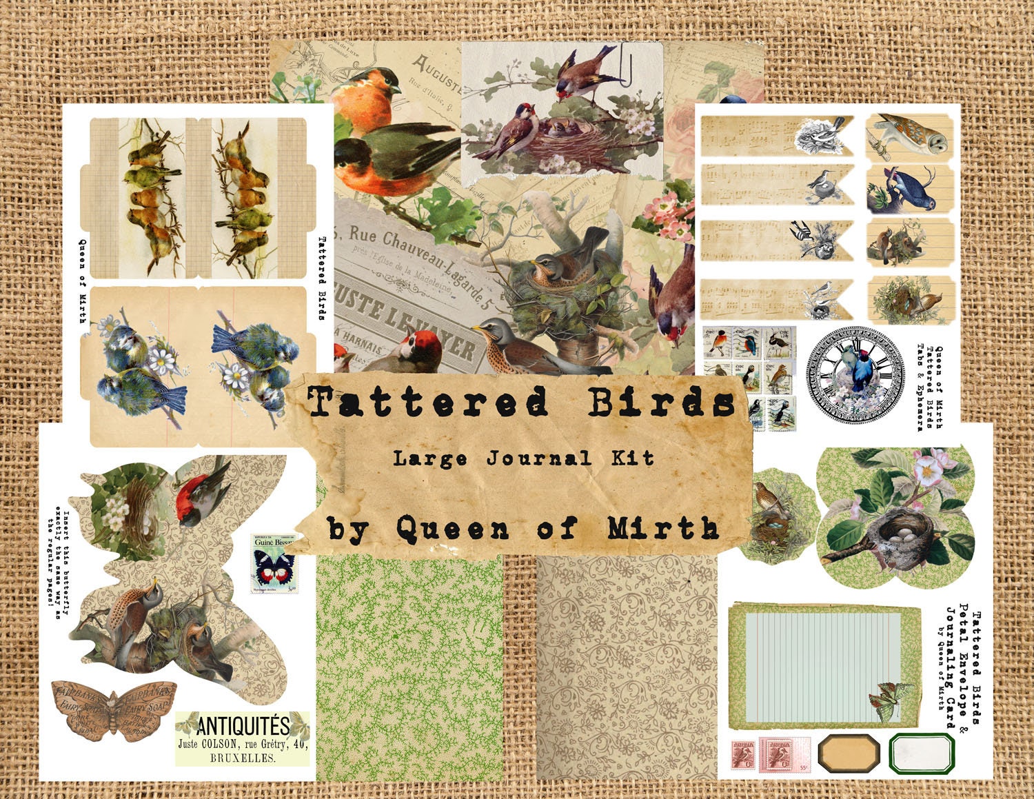 TATTERED BIRDS Big Journal Kit & BONUS collage ephemera paper | Etsy