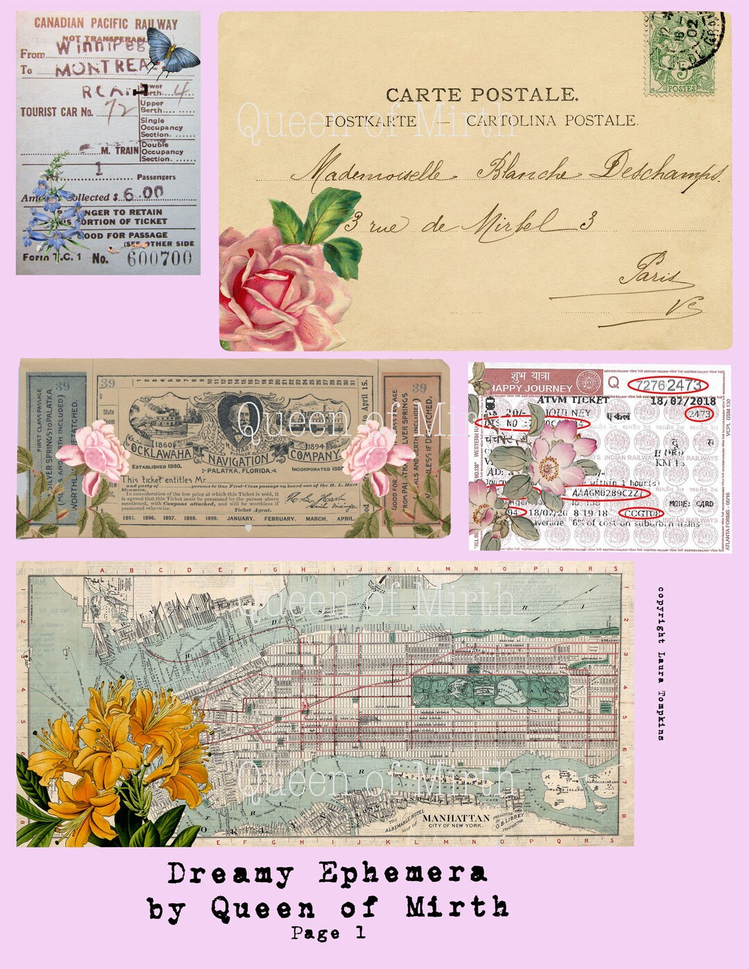 Dreamy Ephemera Paper Pack Bundle Receipts Tickets Scrapbooking Junk ...