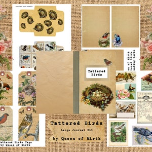TATTERED BIRDS Big Journal Kit & BONUS Collage Ephemera Paper Bundle ...