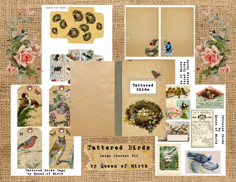 TATTERED BIRDS Big Journal Kit & BONUS Collage Ephemera Paper | Etsy