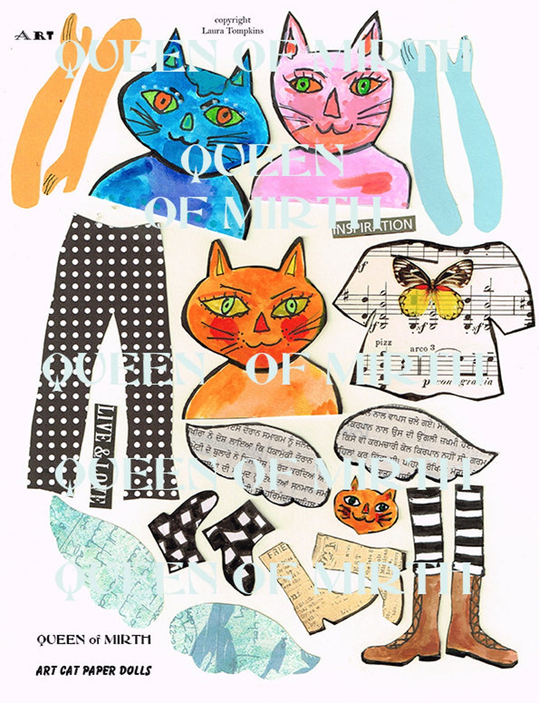 ART CATS Paper Dolls Instant Download Miapbooking Journalling Zetti ...