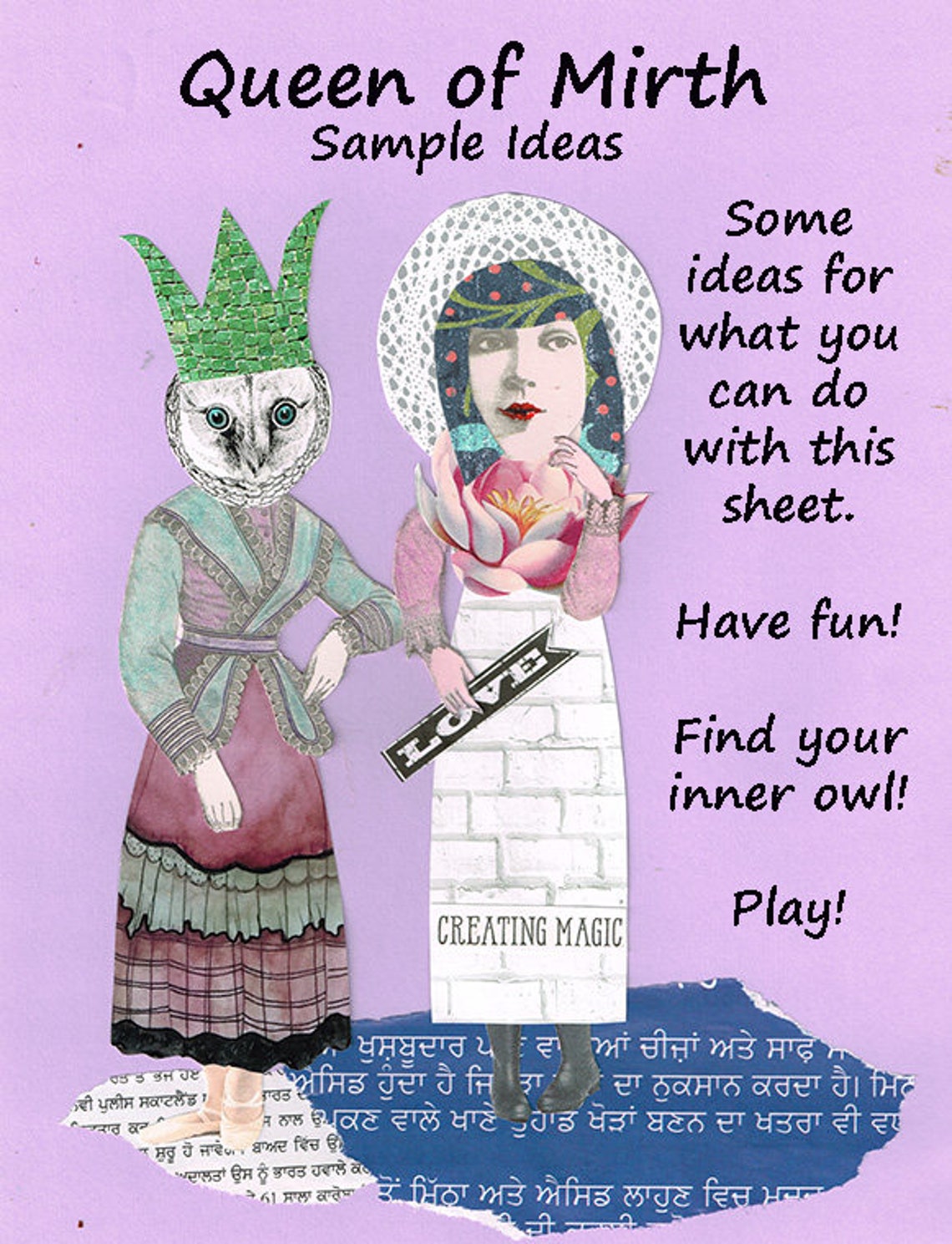 QUEEN OF MIRTH Best Friends Owl Diy Printable Paper Doll Art - Etsy