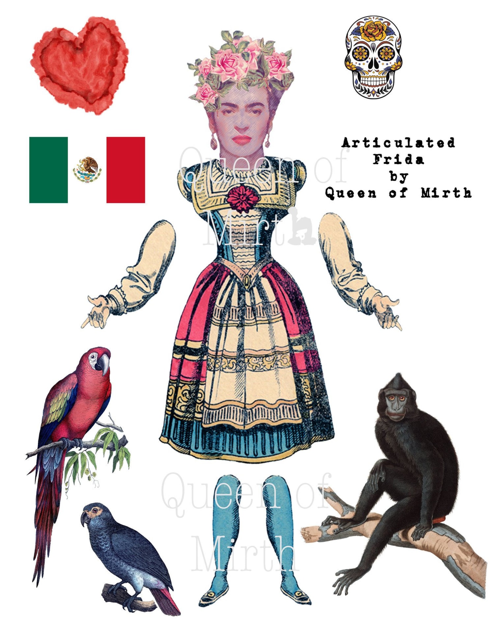 Frida Kahlo Paper Doll Plus FREE BONUS Collage Sheet Articulated ...