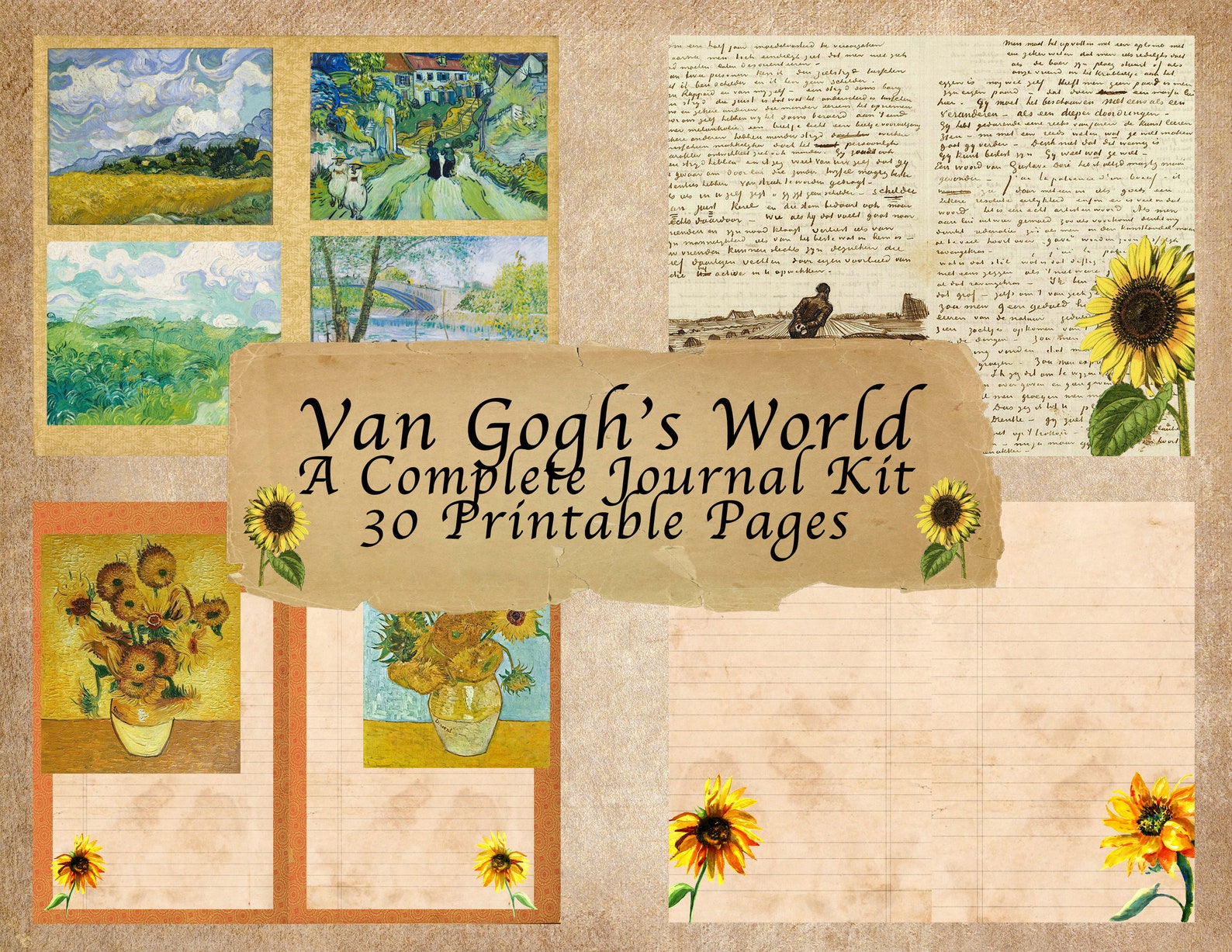 VAN GOGH'S WORLD Digital Printable Junk Journal Kit French - Etsy