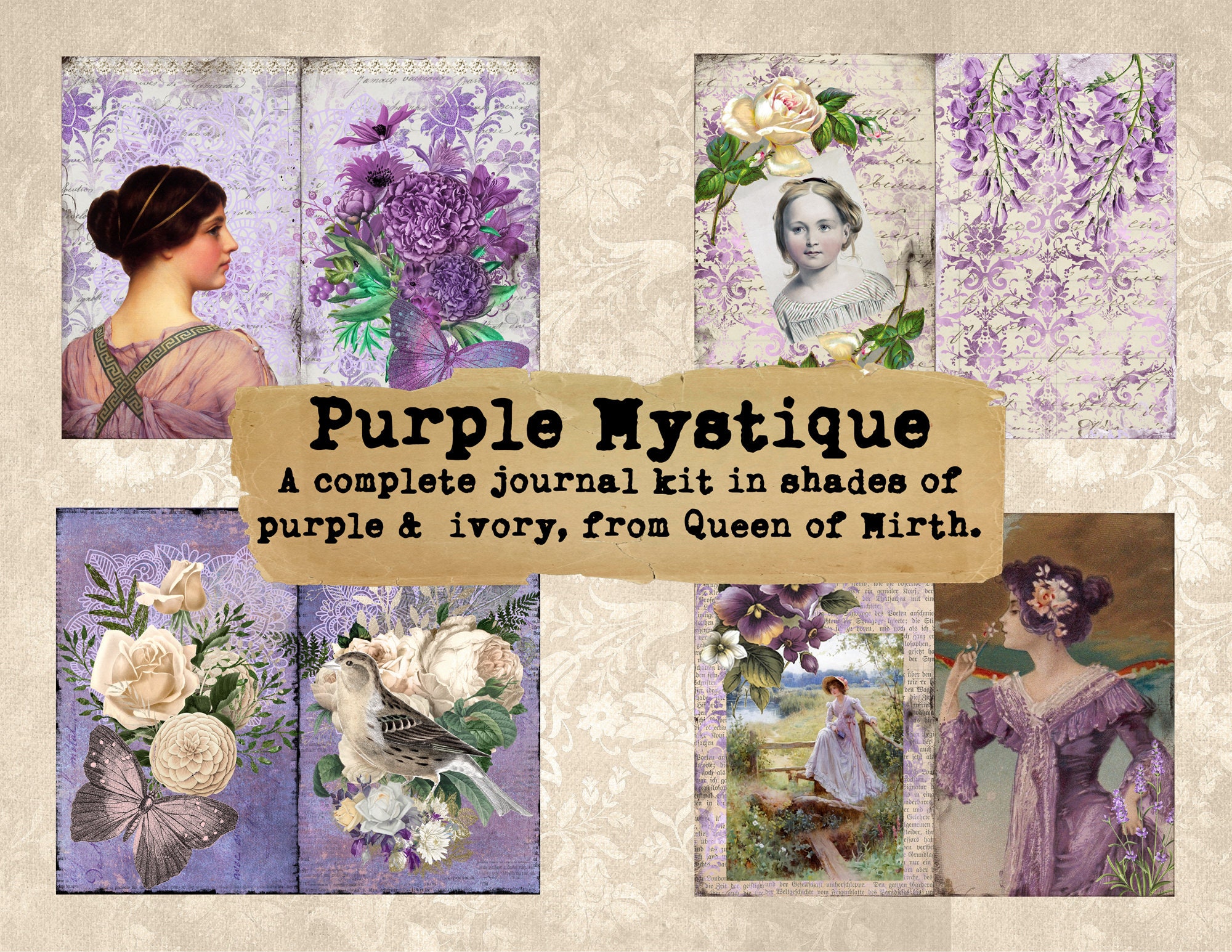 PURPLE MYSTIQUE 24 Page Journaling Kit Lilac Lavender Ivory | Etsy