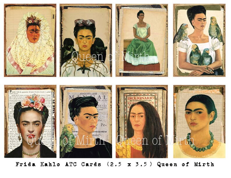 Frida Kahlo 8 Layered Printable Cards 2.5" X 3.5" Instant Download ...