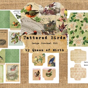 TATTERED BIRDS Big Journal Kit & BONUS Collage Ephemera Paper Bundle ...