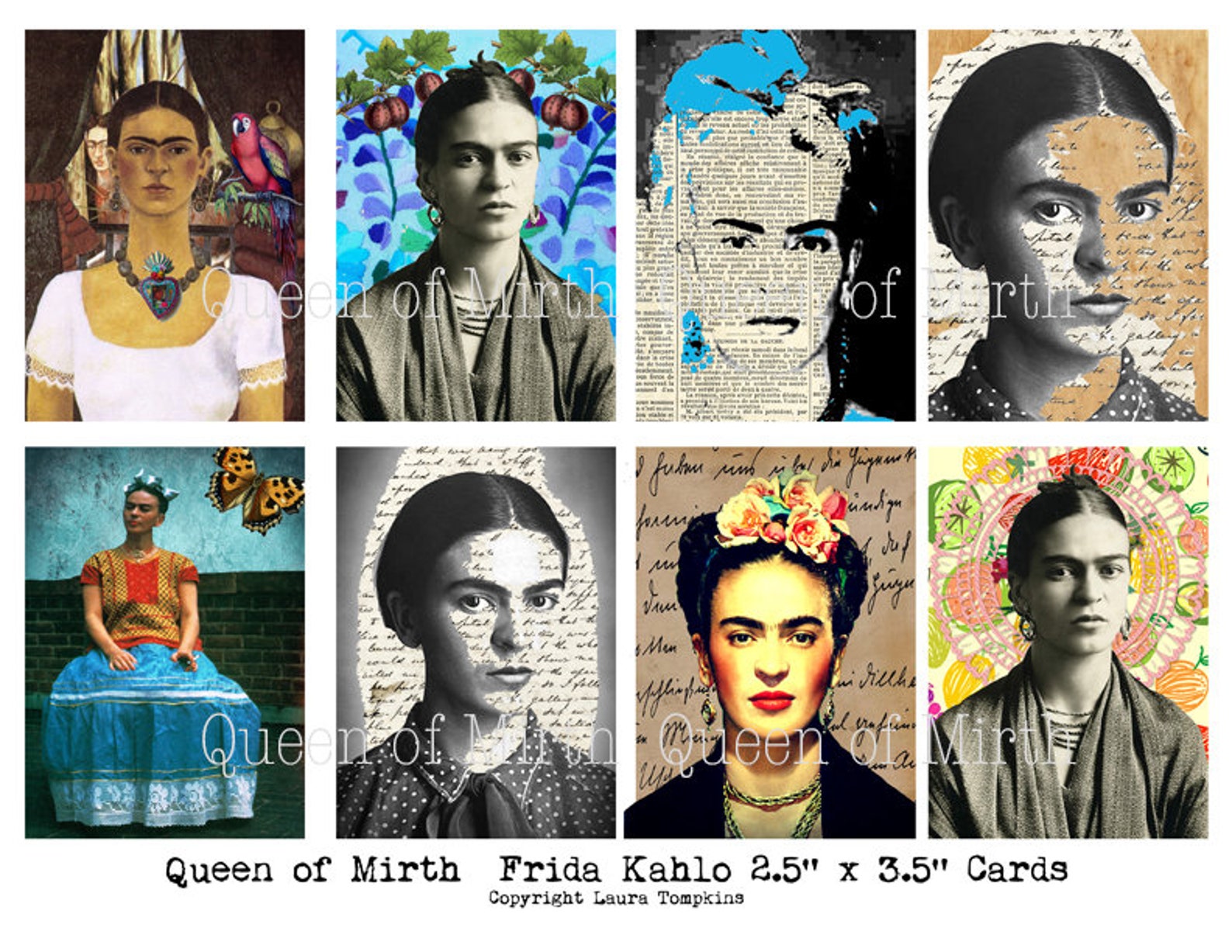 Frida Kahlo Printable Cards 2.5 X 3.5 Instant - Etsy