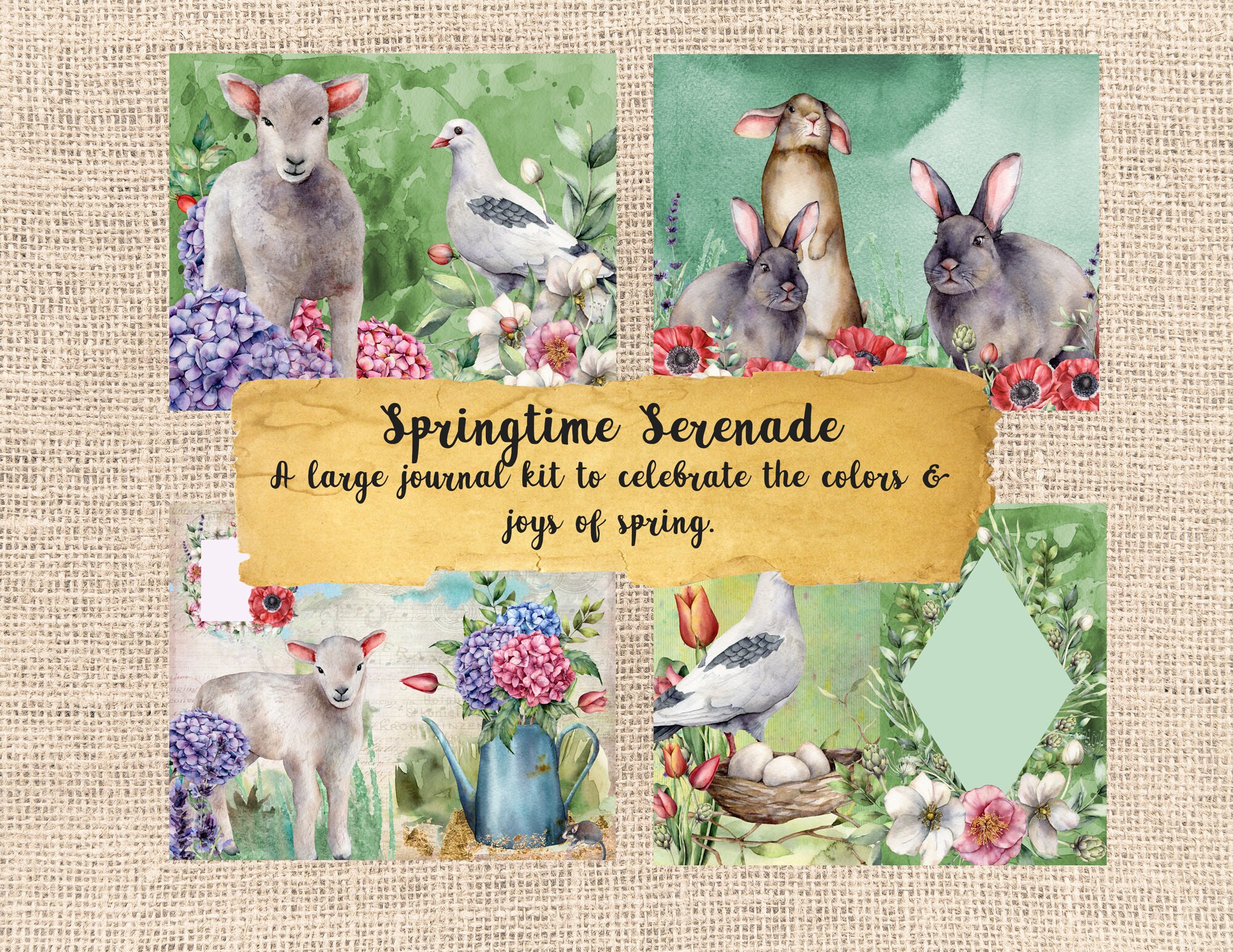 SPRINGTIME SERENADE journaling kit spring printable rabbits | Etsy