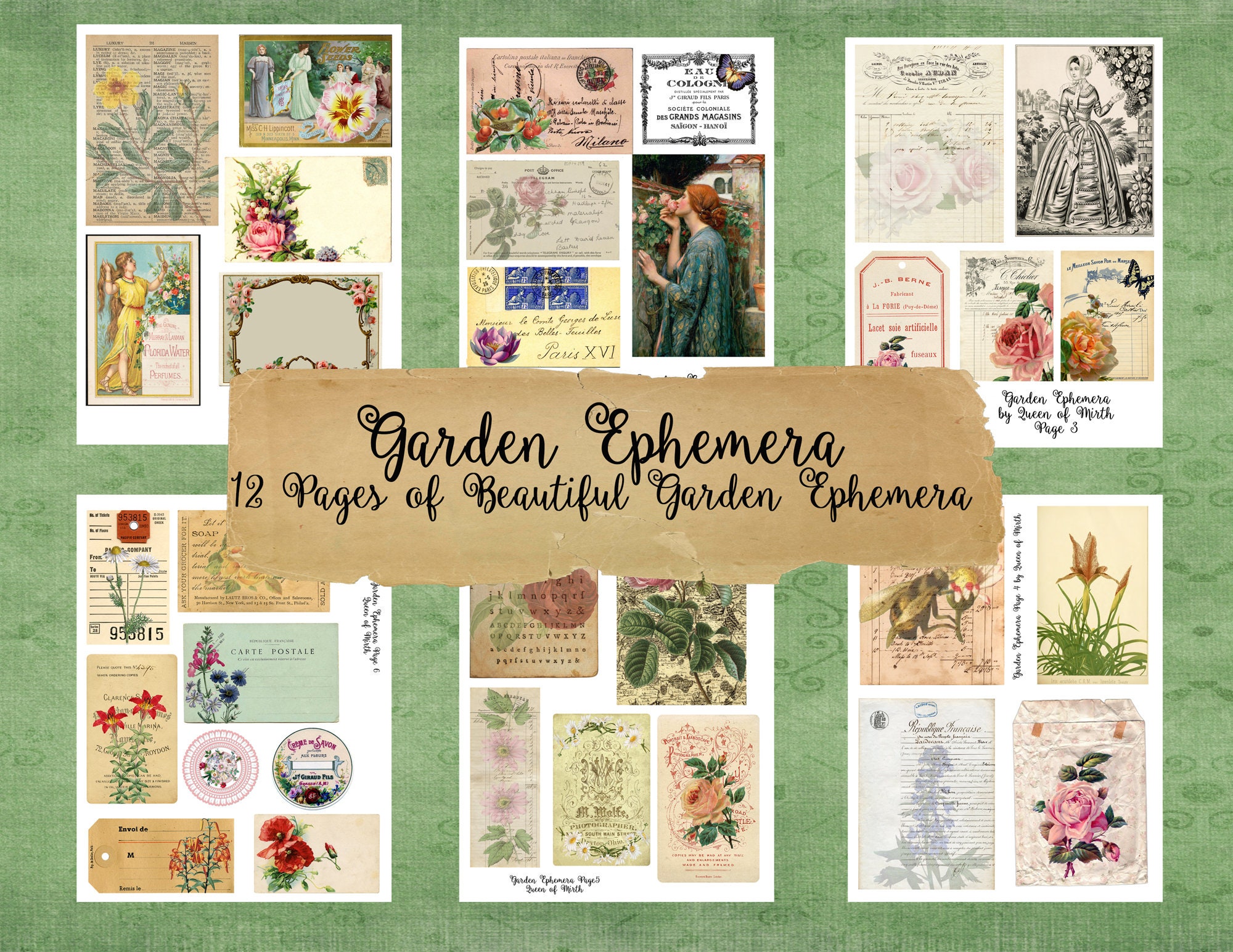 Garden Ephemera Bundle Paper Pack Vintage Floral Flowers French ...