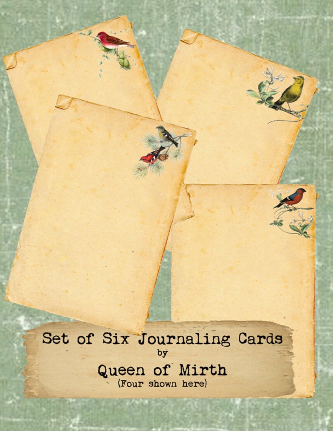 6 Tattered Birds JOURNALING CARDS Collage Sheet Printable Ephemera Junk ...