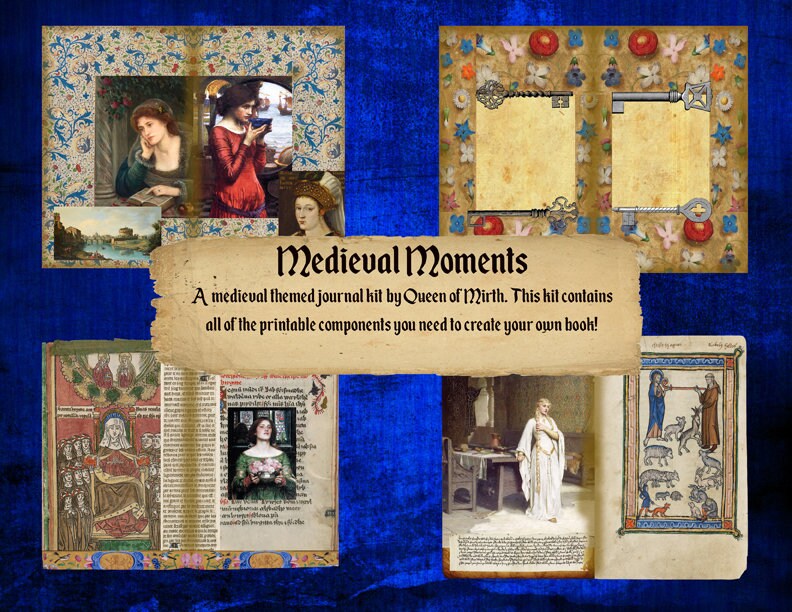MEDIEVAL MOMENTS Digital Junk Journal kit Script Manuscript | Etsy