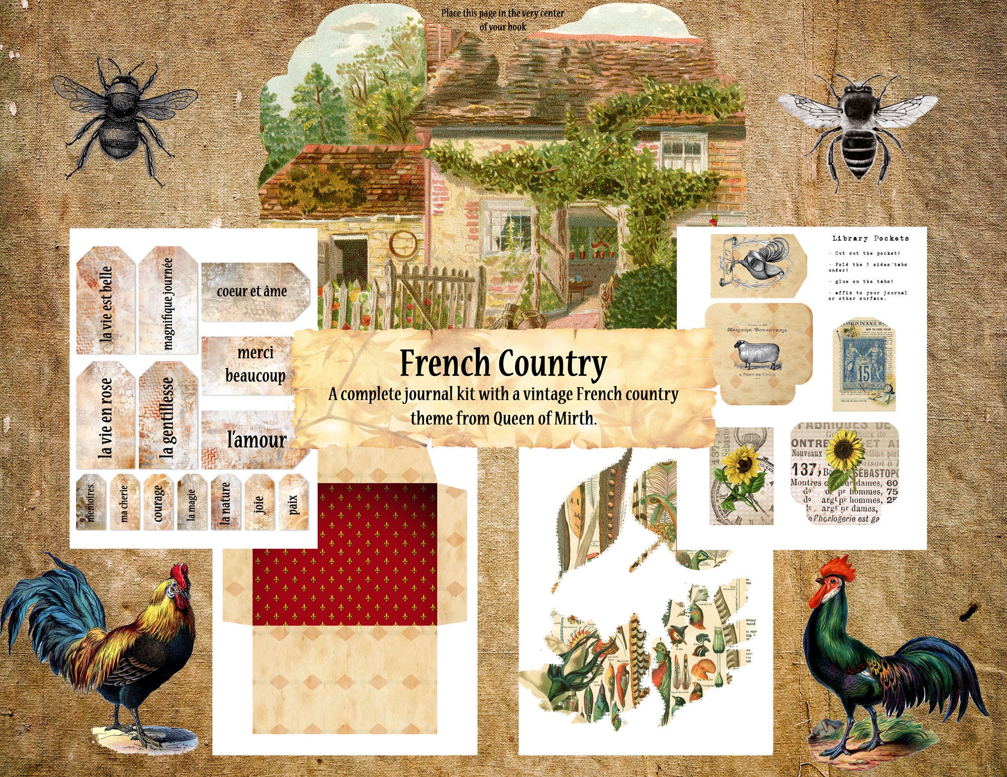 French Countryside Printable Big Vintage Journal Kit France - Etsy