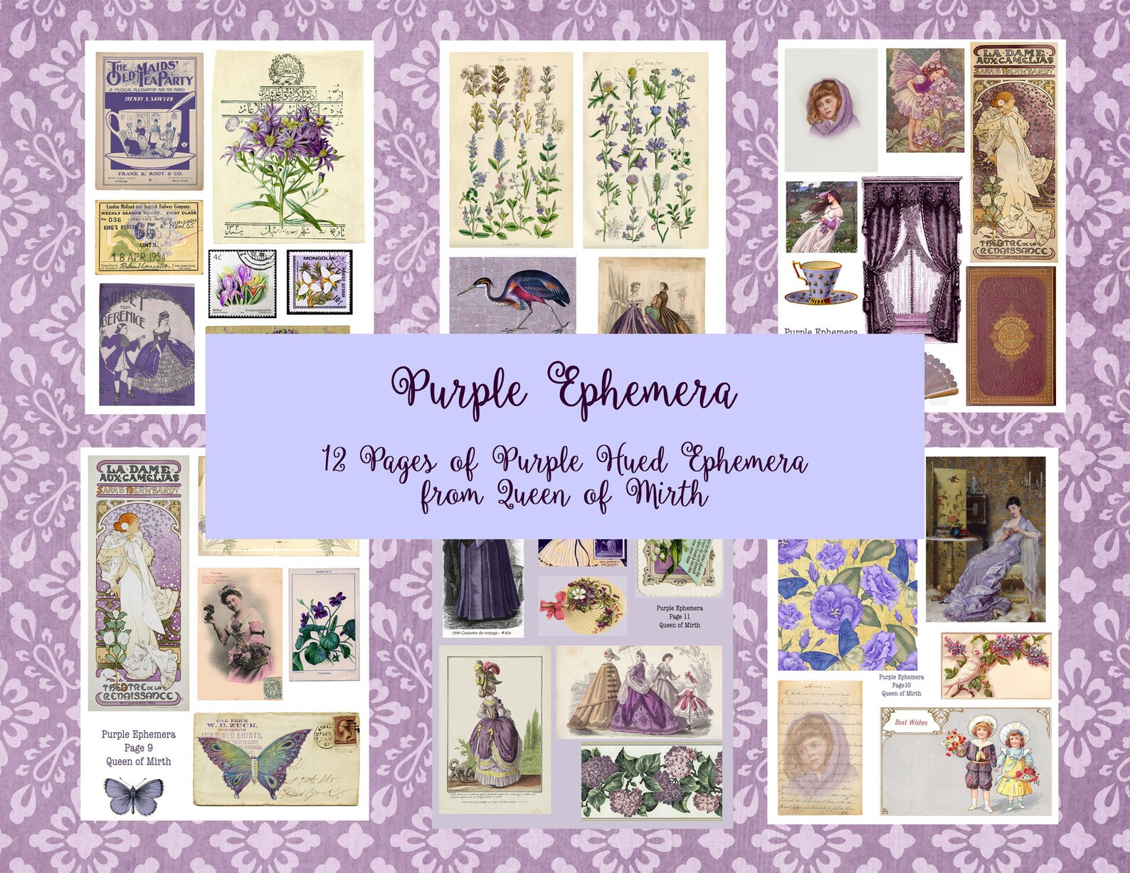 Purple Ephemera Bundle Paper Pack Vintage Lavender Violet - Etsy