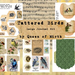 TATTERED BIRDS Big Journal Kit & BONUS Collage Ephemera Paper Bundle ...