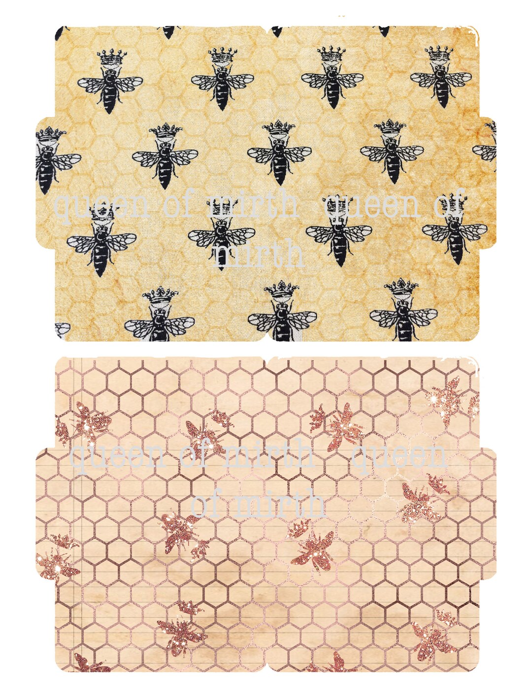 4 Honeybee Journal Mini File Folders Bees Bee Scrapbooking Junk Journal ...