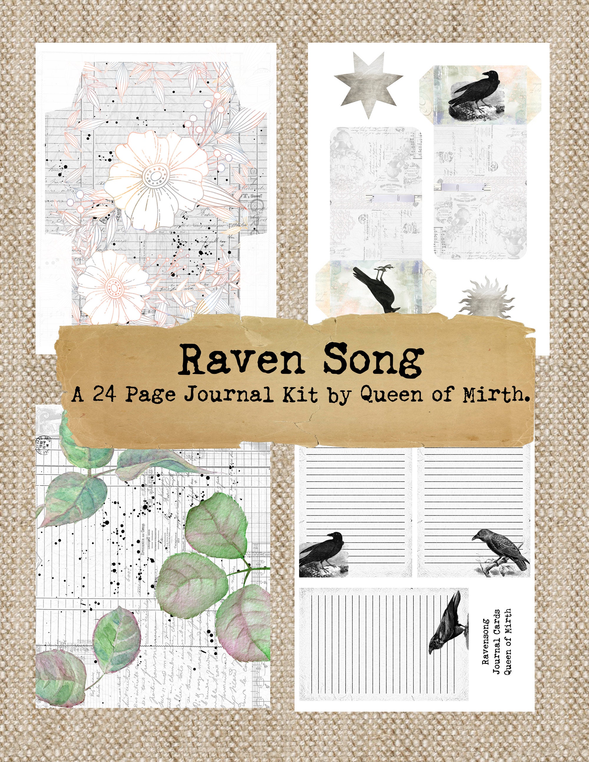 RAVEN SONG Journal Kit Printable Birds Collage Mystical Ravens - Etsy