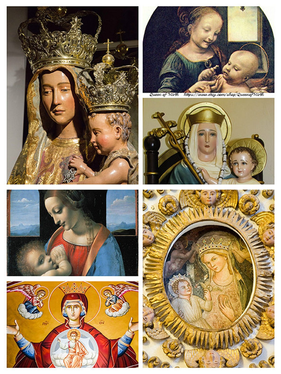 QUEEN OF MIRTH Madonna Instant Download Mary Jesus Holy Mother Collage ...
