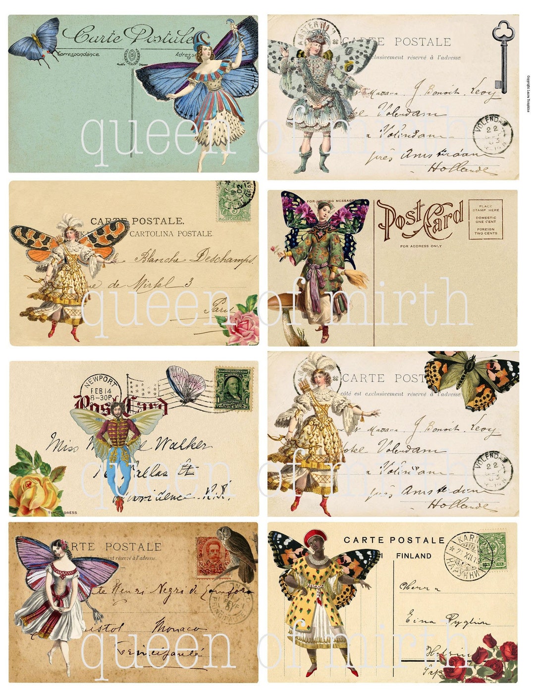 Magical Fairies Postcards Tags Fairy Enchantment Printable Instant ...