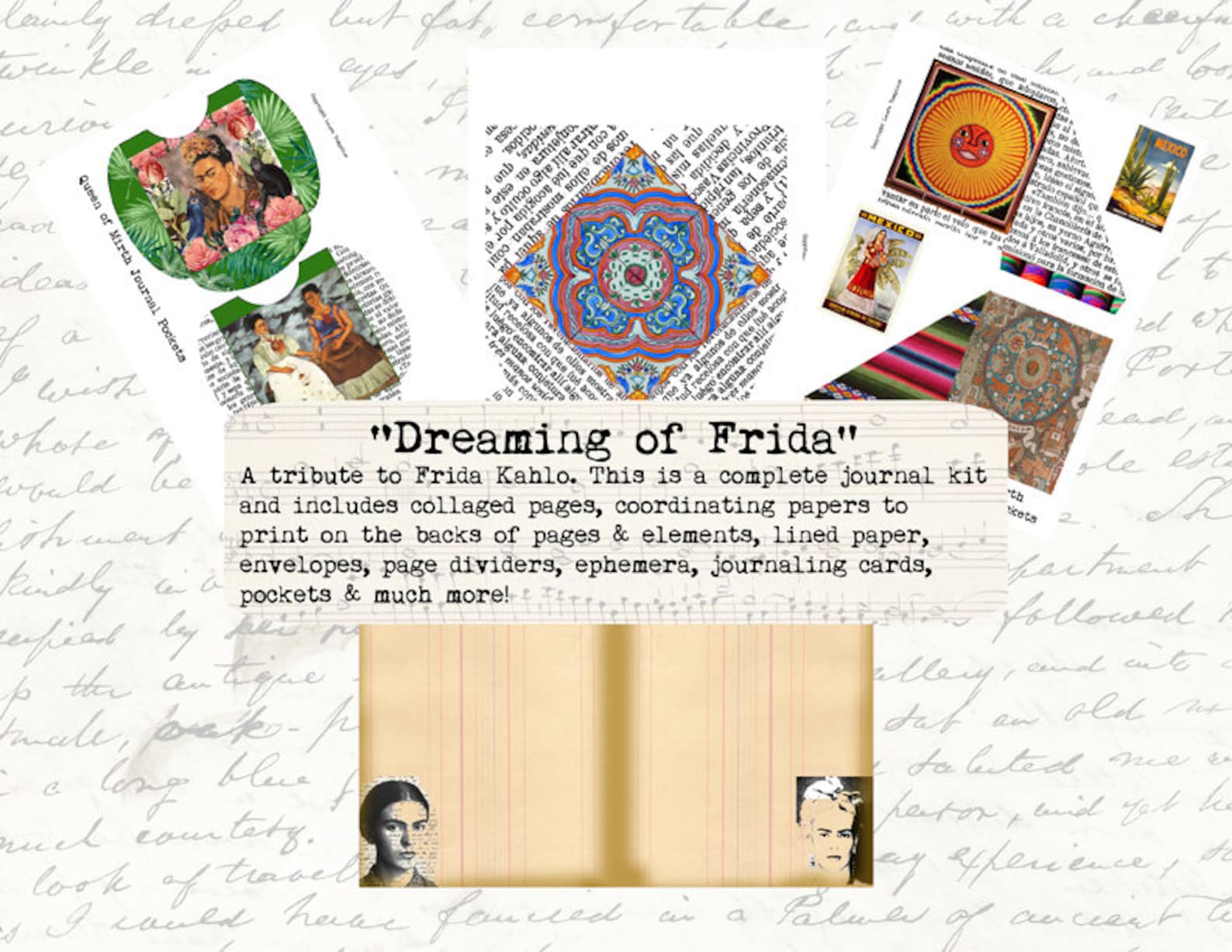 DREAMING of FRIDA Digital Printable Junk Journal Kit Frida - Etsy