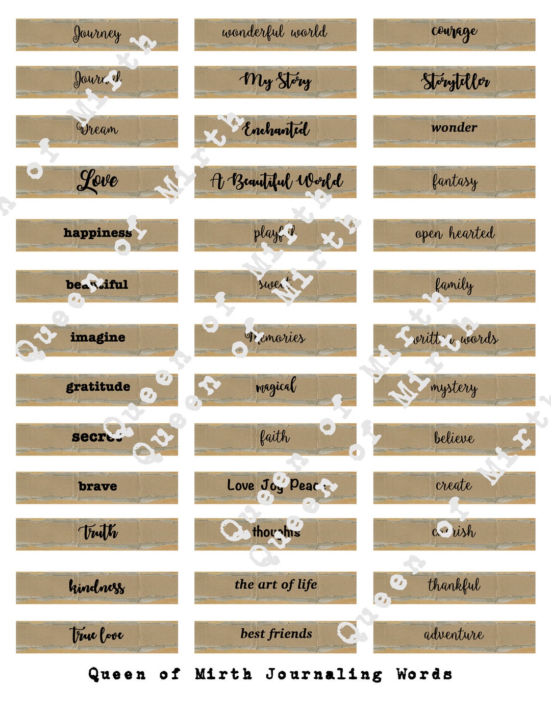 Journal Sayings Words on Paper Inspiring Ephemera Queen of Mirth ...