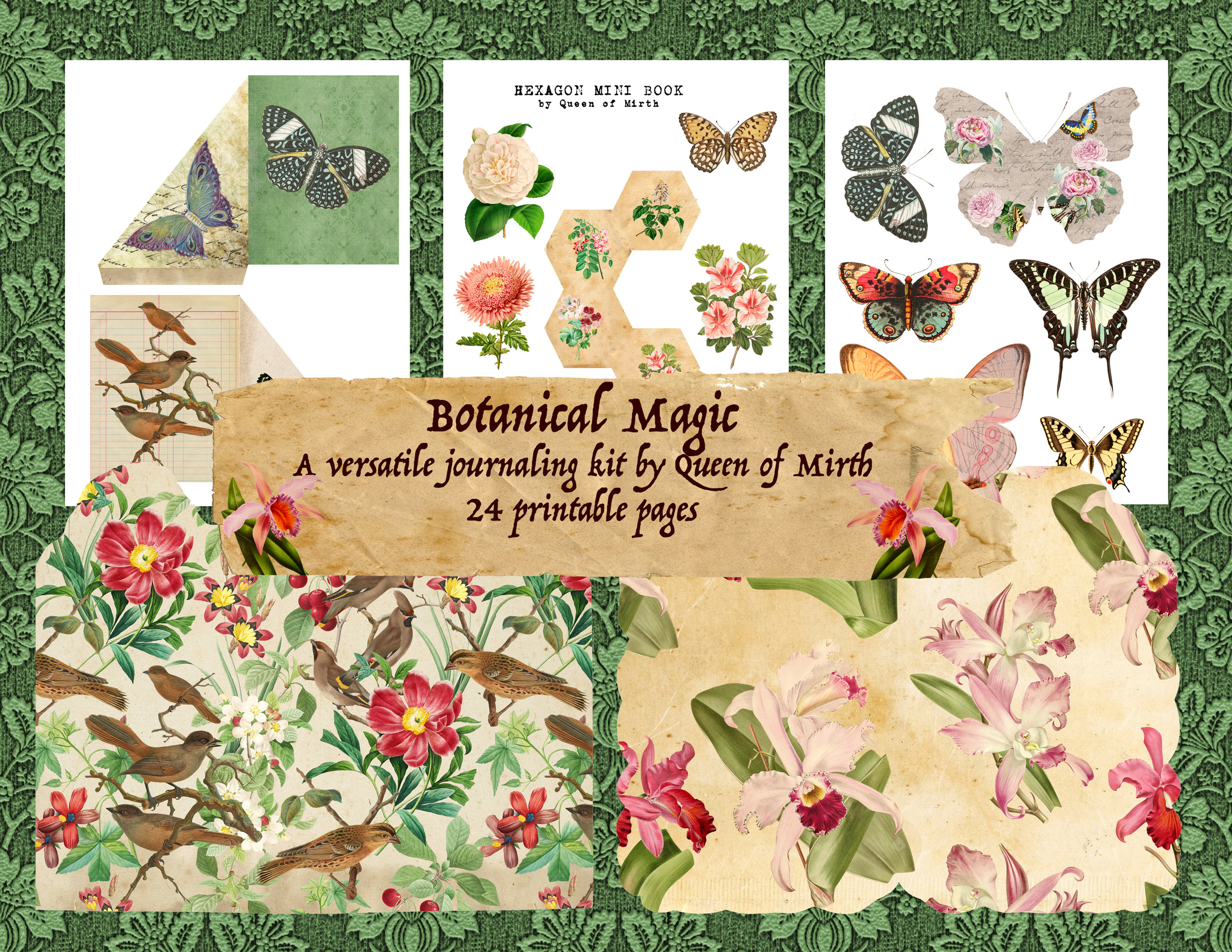 BOTANICAL MAGIC Journal Kit Botany Garden Floral Flowers Herbs ...