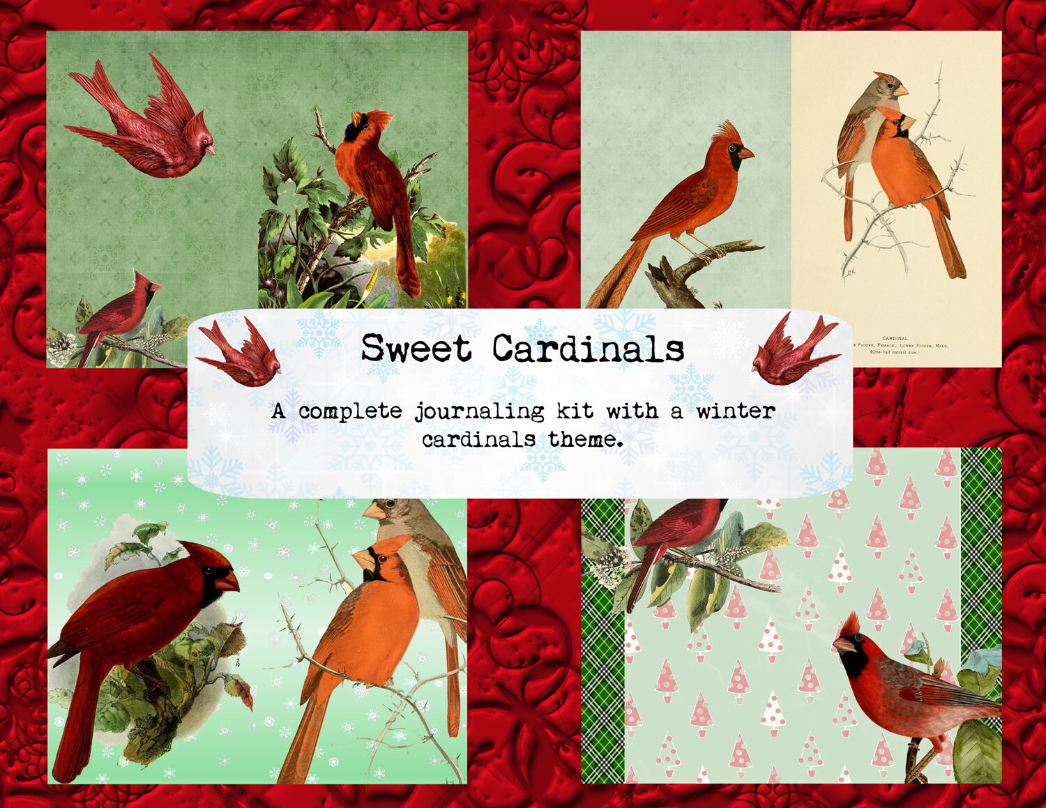 SWEET CARDINALS Journal Kit Holiday Junk Journal Vintage | Etsy
